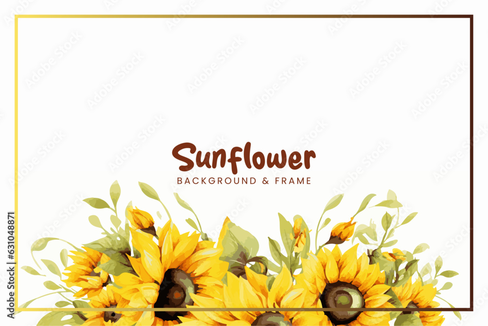 Sunflower floral border frame vector background Stock Vector | Adobe Stock