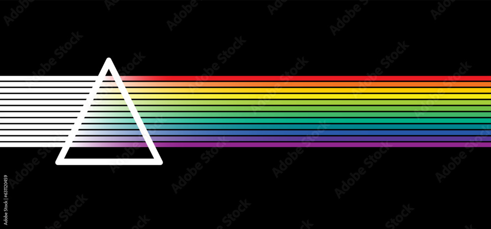 Prism icon. Refraction of light. light passing through a triangle ...