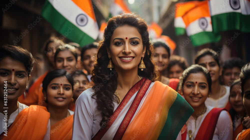Indian people with national tricolour flag showing togetherness and ...