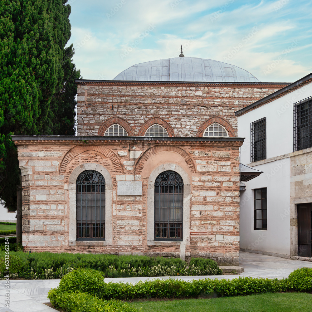 Back facade of 16th century Agalar Mosque, a small mosque within the ...