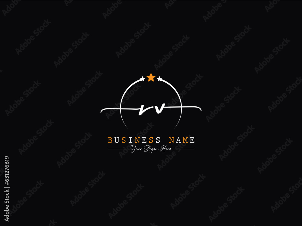 เวกเตอร์ Stock RV vr Signature Letter Logo, Luxury Rv Logo Icon Design ...