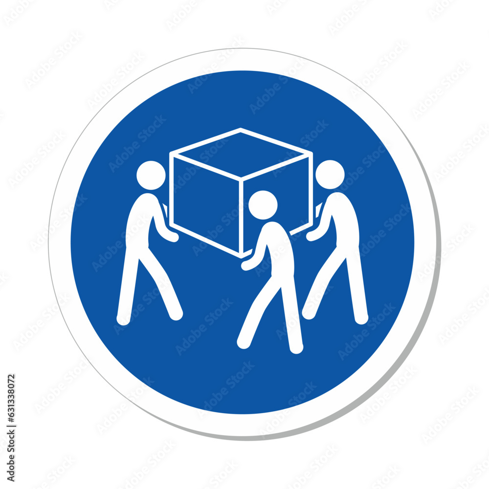 Multi-Person Lift Required Safety Labels: 3 Person Lift Required Symbol ...