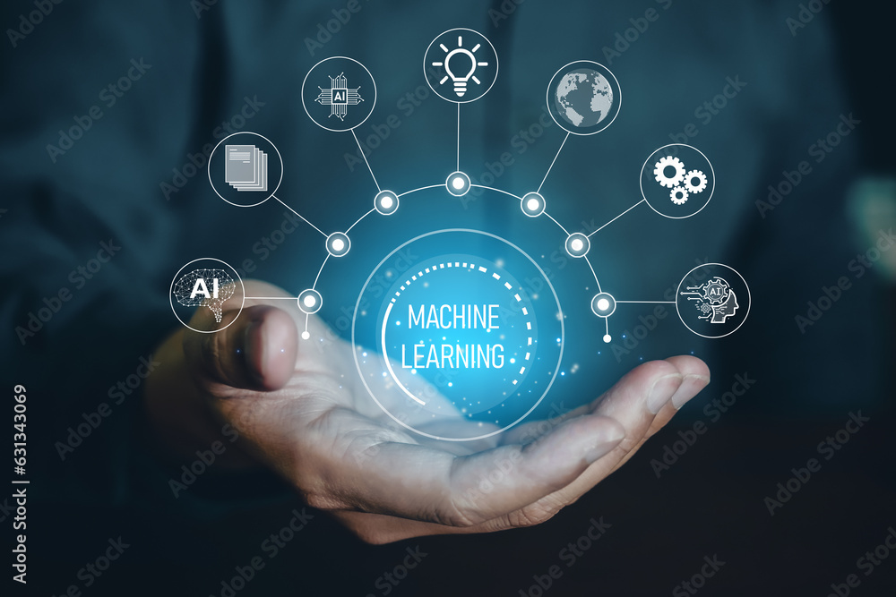 Machine learning concept, Technology AI and Auto Machine in the further ...