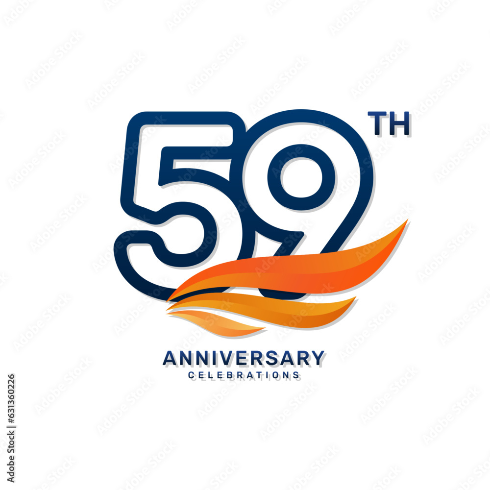 59th anniversary logo in a simple and luxurious style with blue numbers ...
