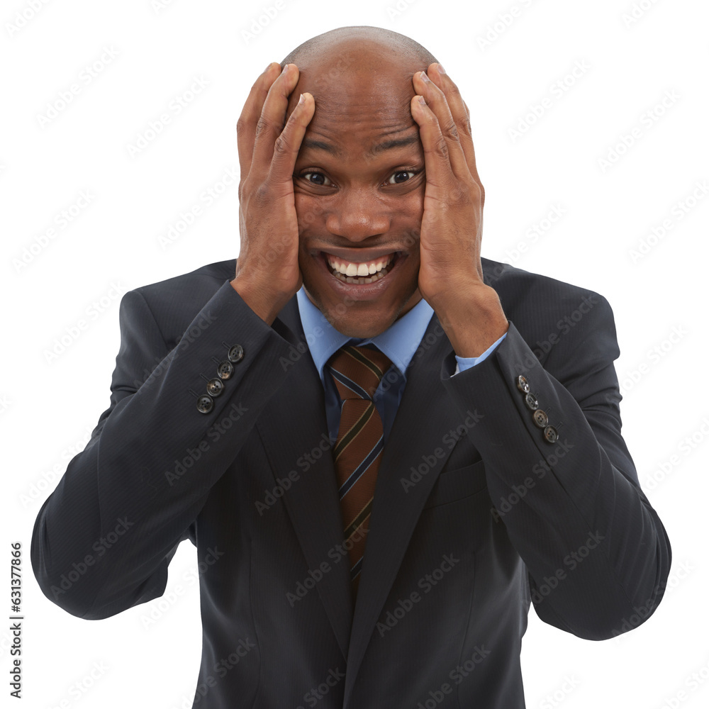 Photo Stock Business, stress and portrait of black man with mistake ...