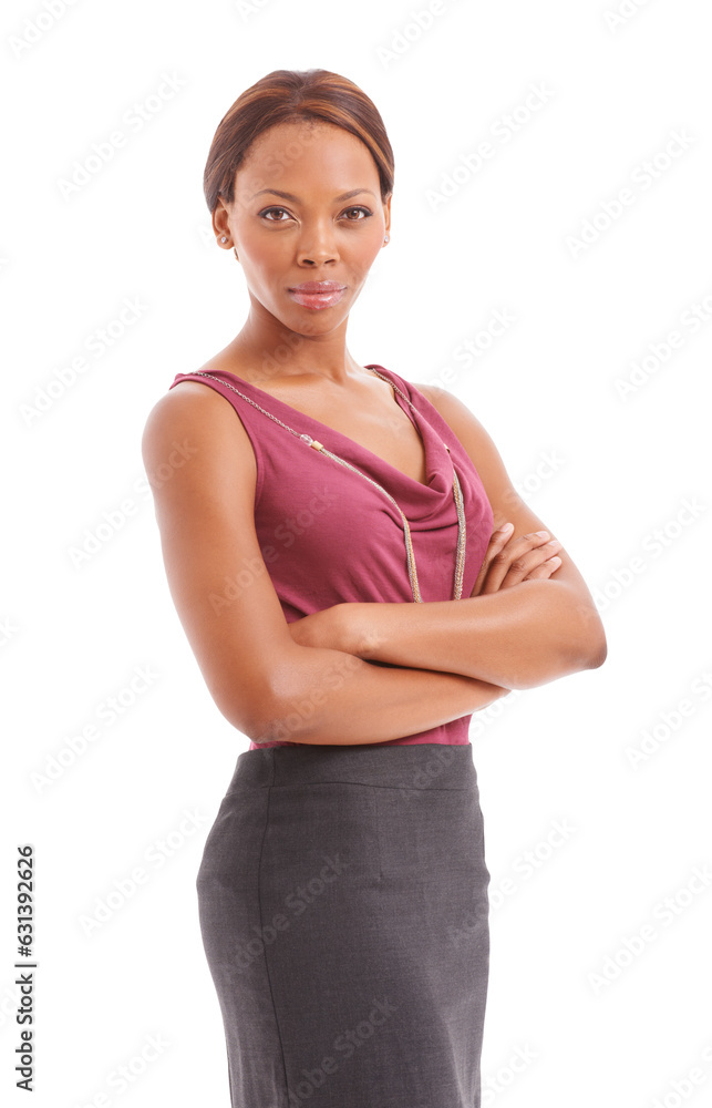 Foto Portrait, fashion and arms crossed with a model black woman ...