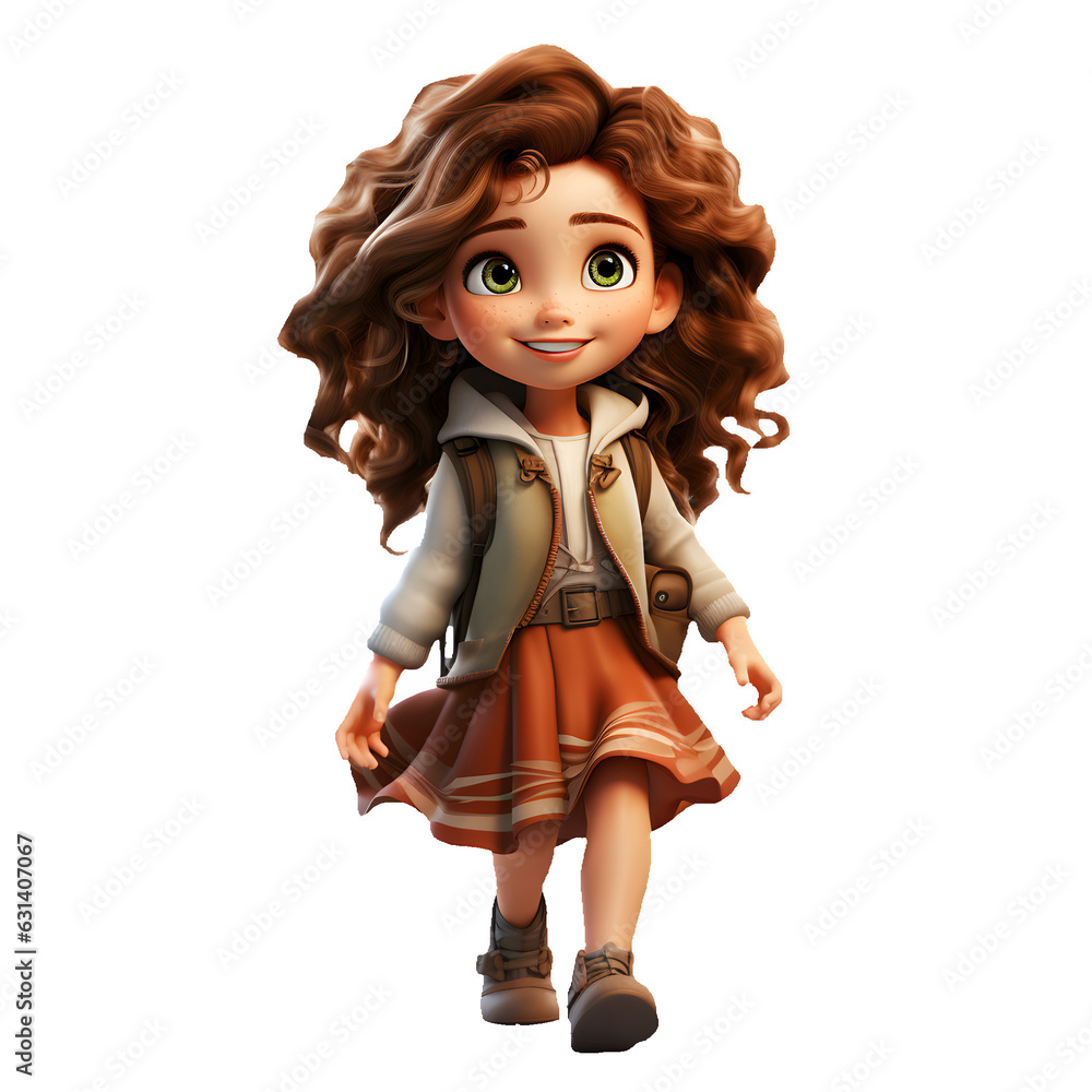 Cartoon happy girls isolated on transparent background, cute smiling ...