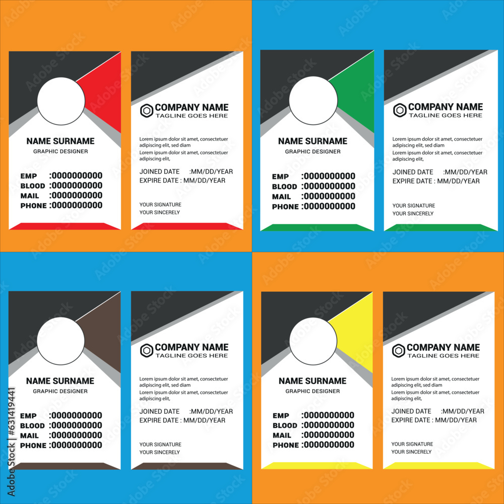 Corporate identity card template collection with photo placeholders ...
