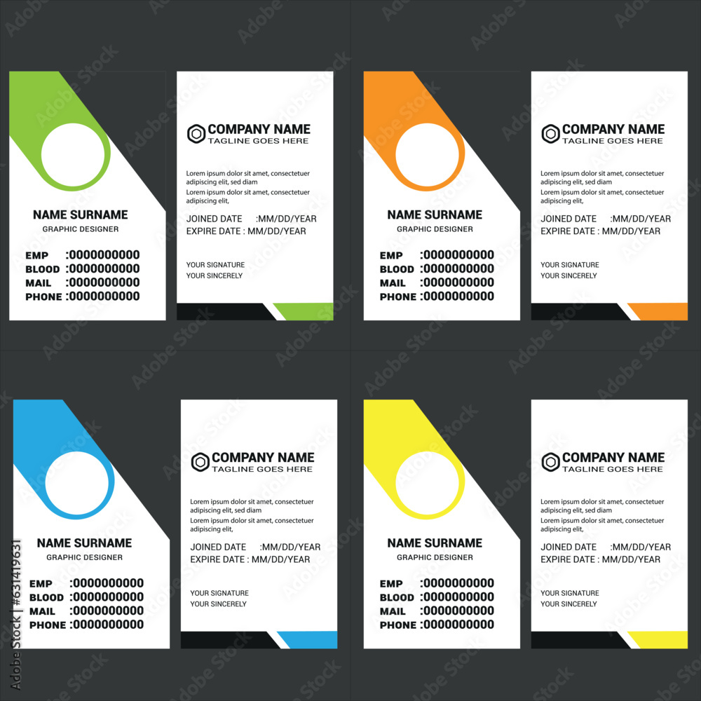 Corporate identity card template collection with photo placeholders ...