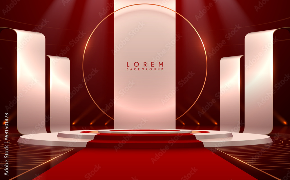 White and red podium with golden elements Stock Vector | Adobe Stock