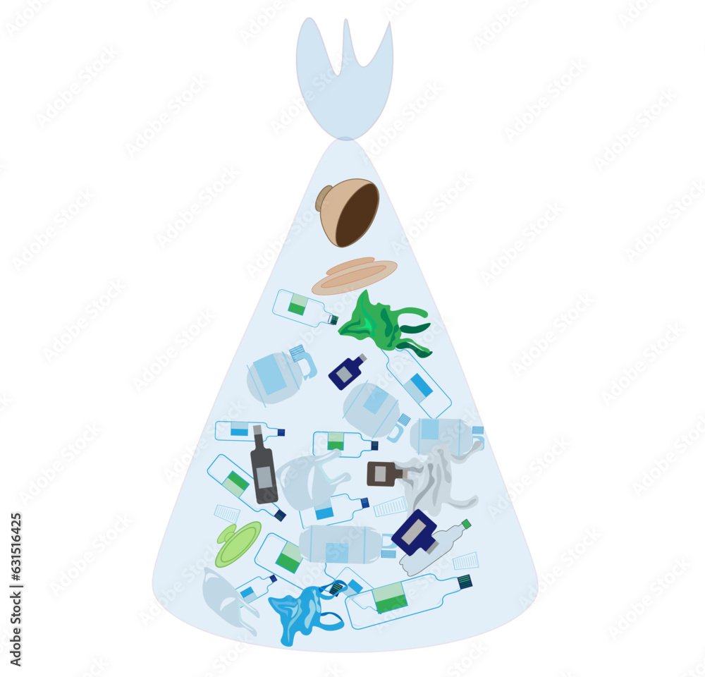 Waste segregation. Sorting garbage by material and type in colored ...