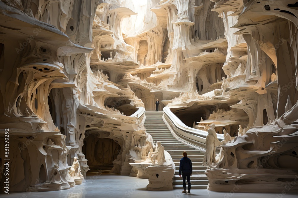 Cave like building architecture, generative ai Stock Illustration ...