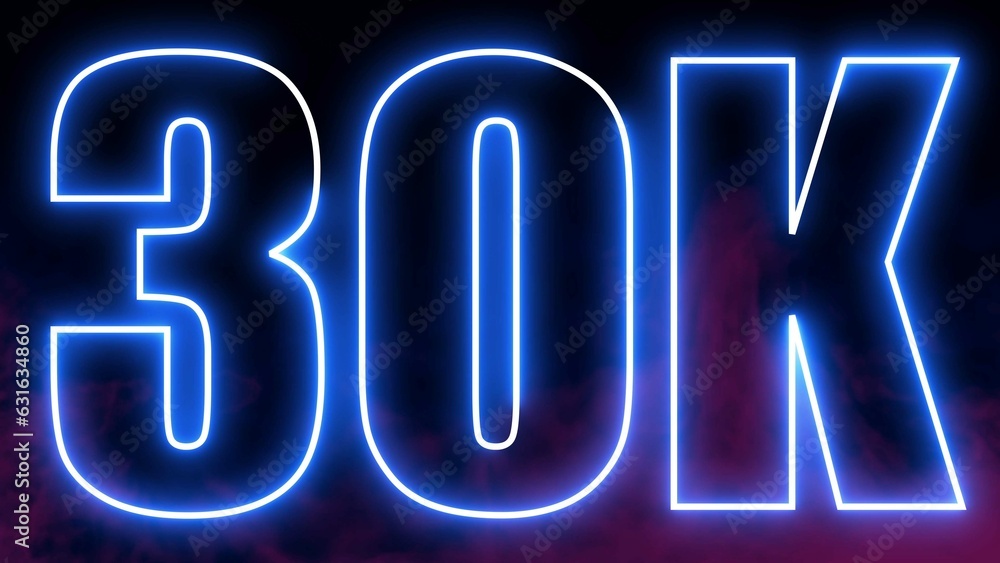 30K Electric Blue lighting text with animation on black background, 3D ...