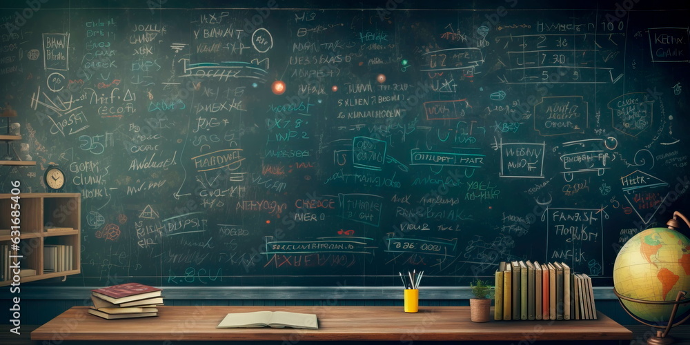 charming back to school background with a vintage chalkboard ...