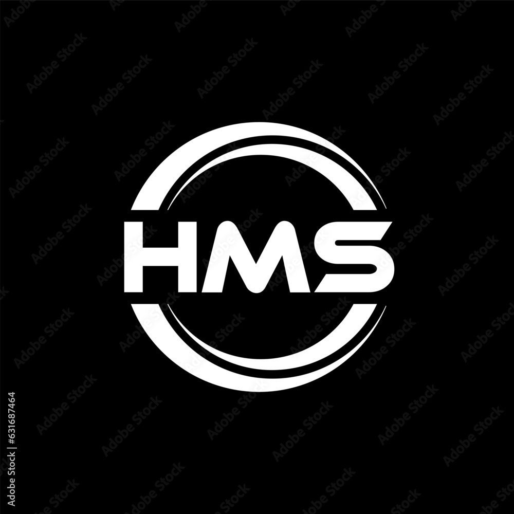 HMS letter logo design with black background in illustrator, vector ...
