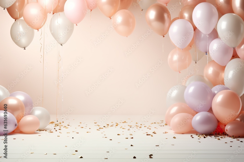 light pastel-colored birthday background with a cake and candles on the ...