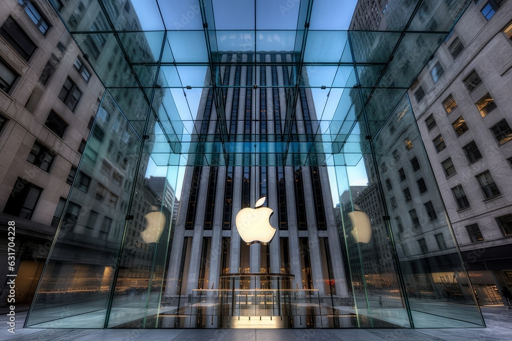 Ilustración de Stock Entrance of the Apple Store Fifth Avenue on ...