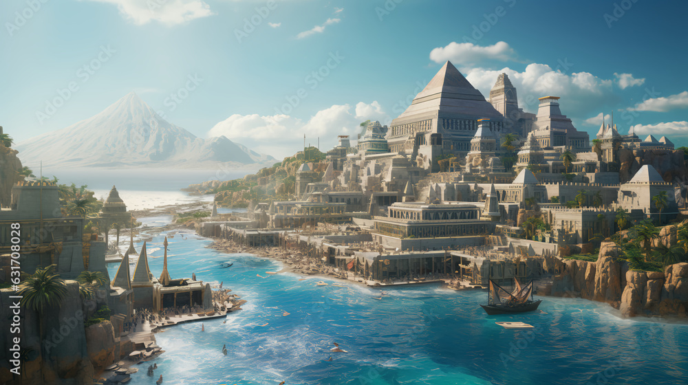 Ilustración de Stock Fantasy Ancient City of Atlantis - The Lost City ...