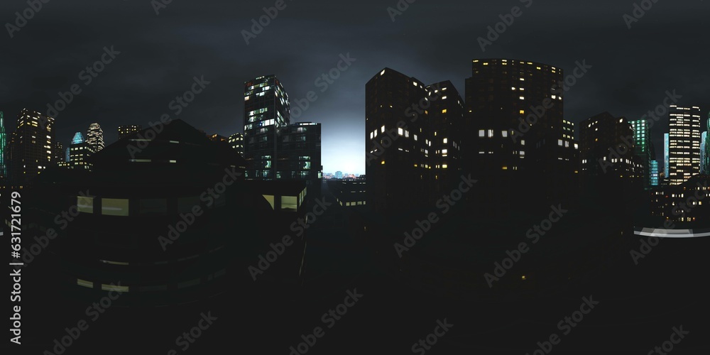 HDRI, Equirectangular projection, Spherical panorama., Night city ...