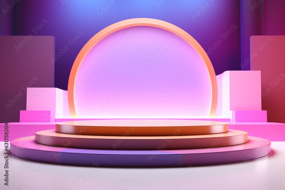 Pastel color platform display for product showcase , geometric abstract ...