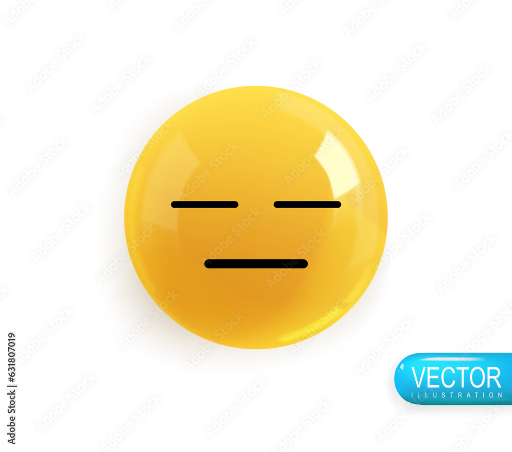 Emotion Realistic 3d Render. Icon Smile Emoji. Vector yellow glossy ...