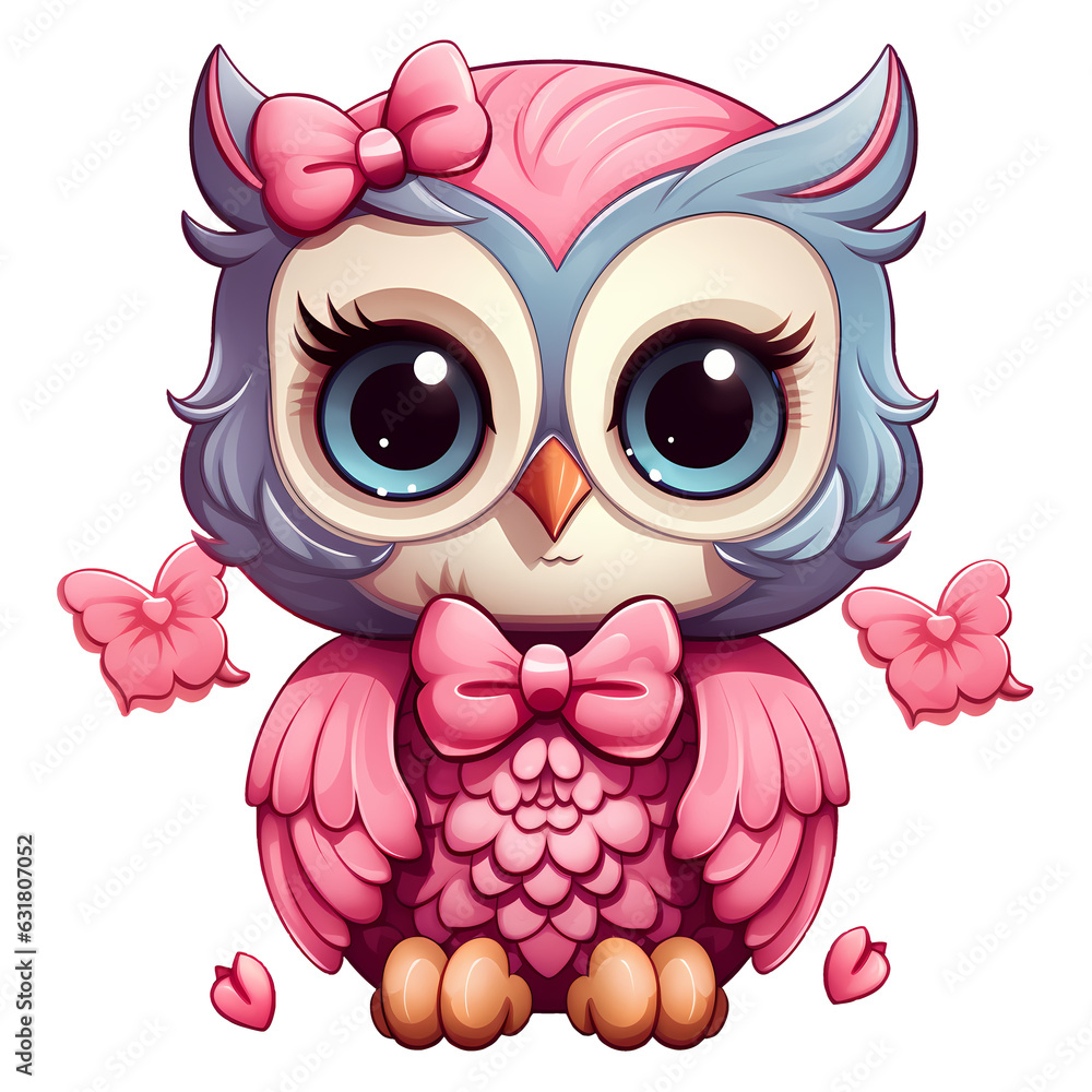 Cute Pink Owl Clipart Illustration Stock Illustration | Adobe Stock