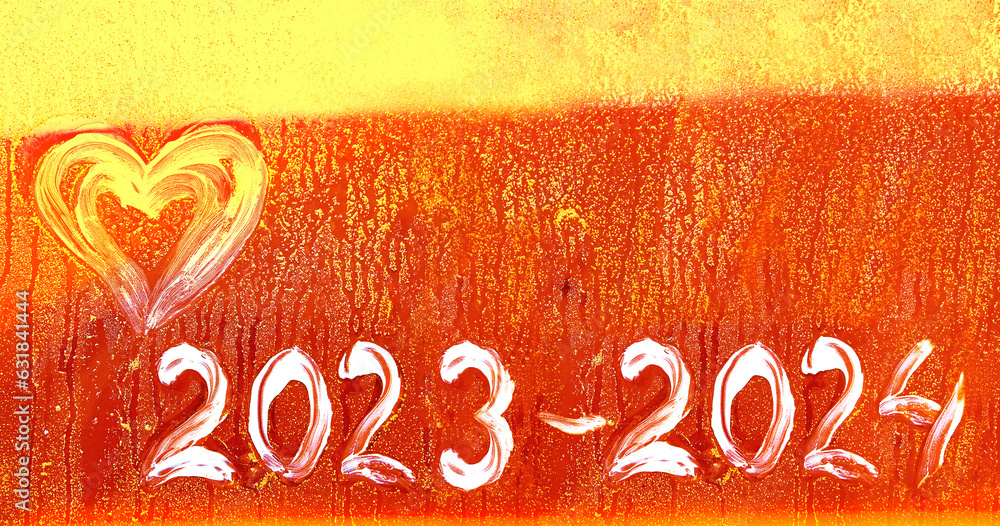 Heart and numbers 2023,2024. Old 2023 and New 2024 give birth to love ...