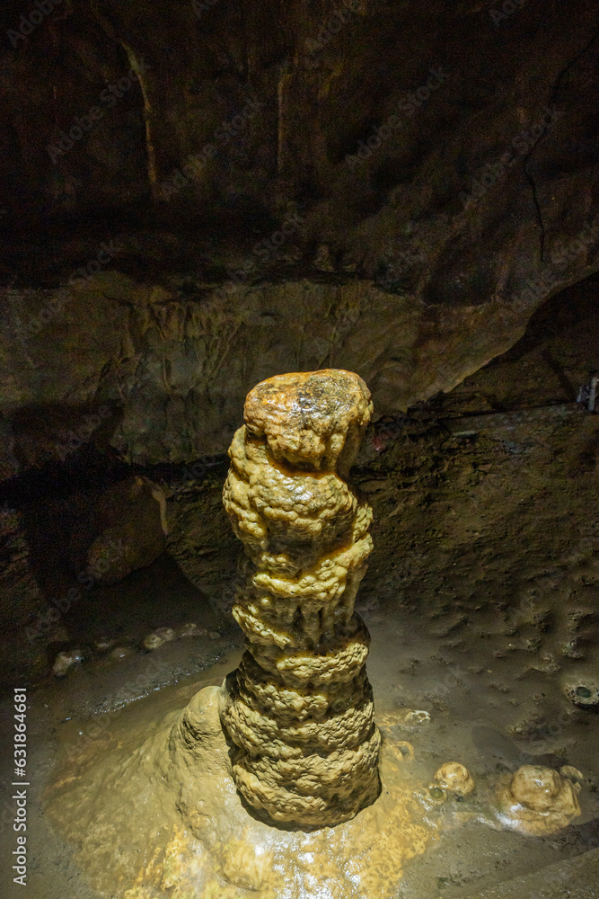 open public area of underground cave network in Belgium Ardennes called ...