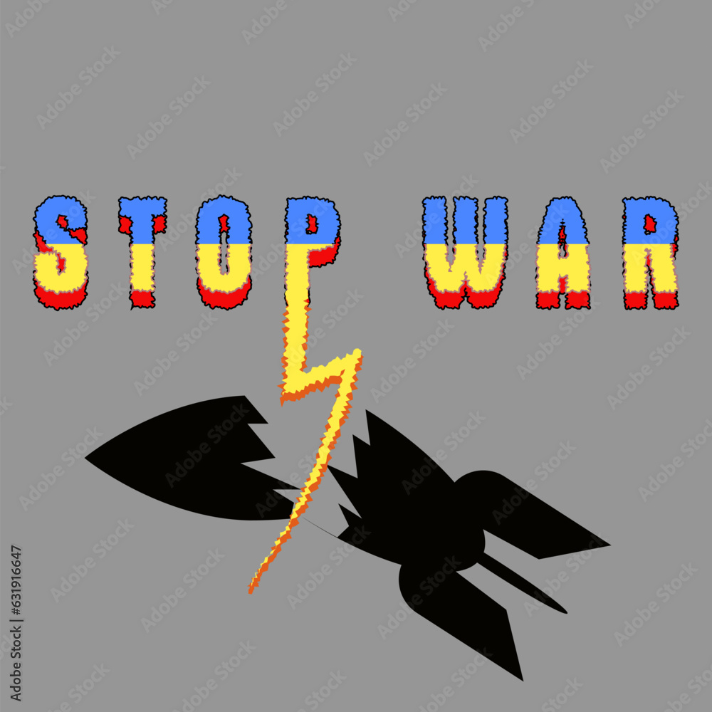 Stop war, stop krieg, Bombe, Rakete, Vektor Grafik, Stop Aggression ...