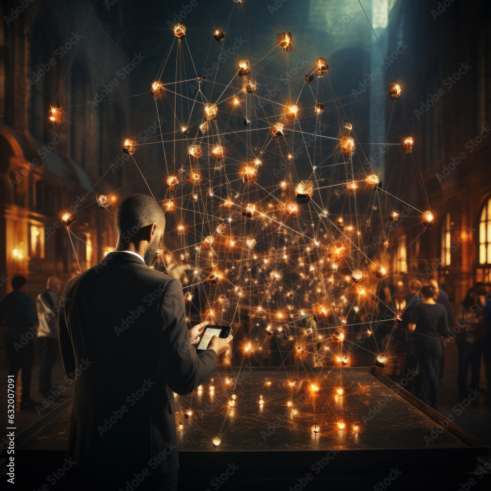 Illustration Stock People are connected by connection links ...