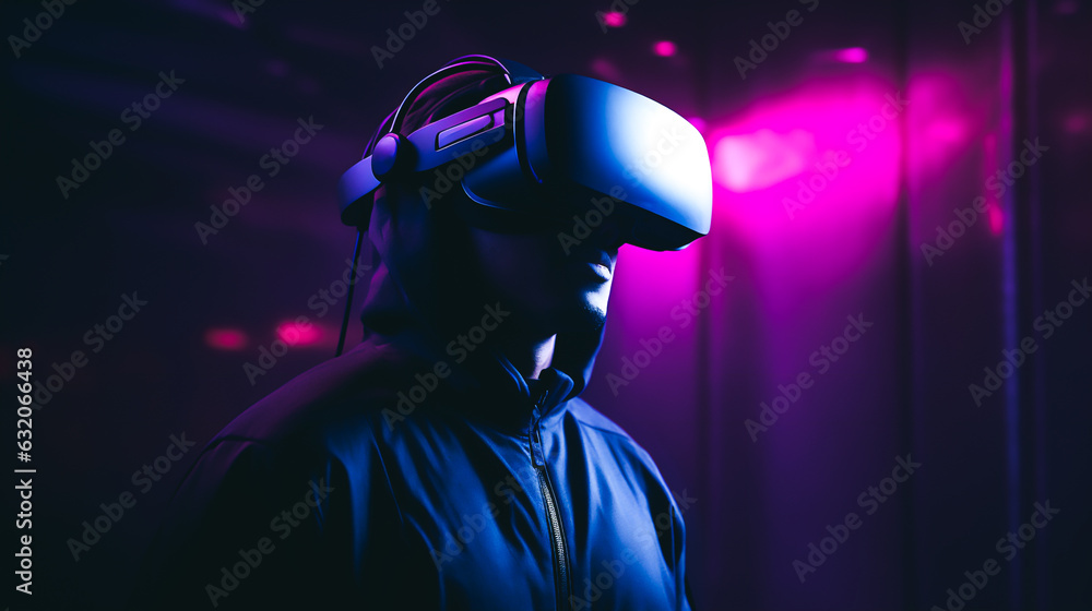 Photo Stock a person wearing a modified commercial virtual reality ...