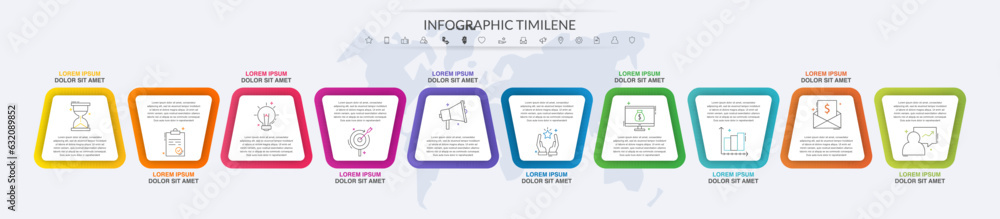 Vector infographics with 10 white quadrilaterals elements. Modern ...