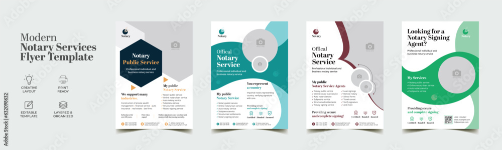 notary service flyer design with poster brochure leaflet template ...