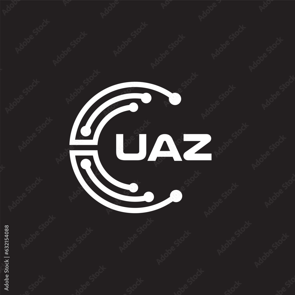 UAZ letter technology logo design on black background. UAZ creative ...