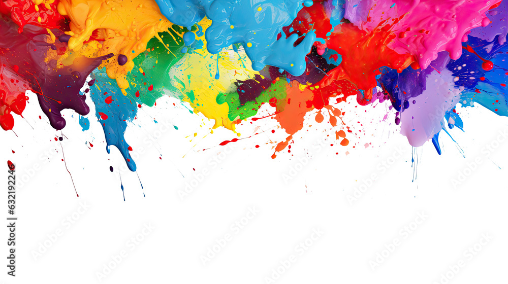 Abstract colorful paint splash isolated on transparent background, (png ...