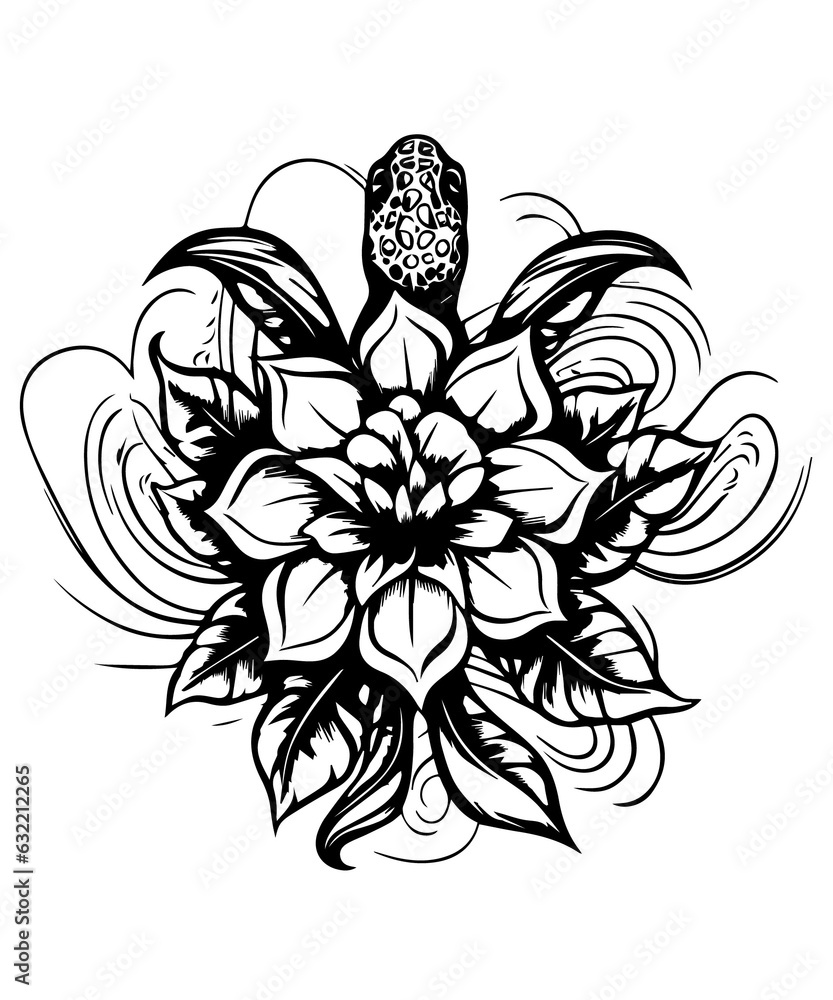 Flower Turtle svg, Sea Turtle svg, Turtle svg file, Turtle with flower ...