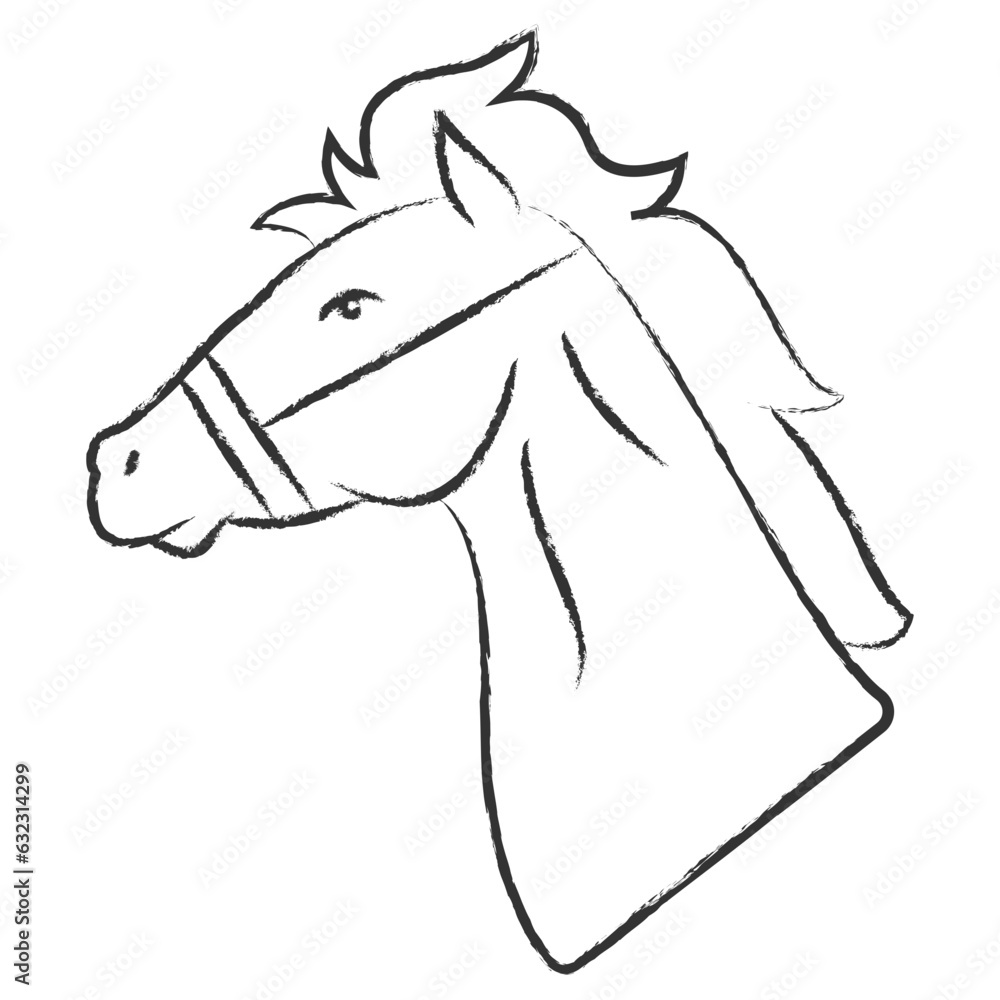 Vector hand drawn Horse face illustration Stock Vector | Adobe Stock