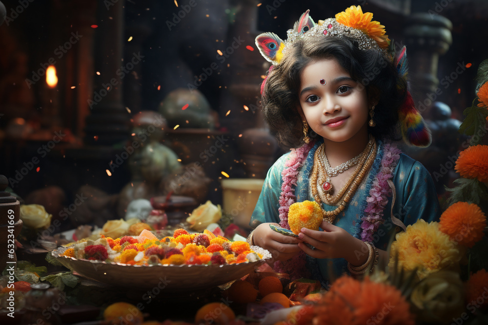 Stock-Illustration „Krishna janmashtami, yearly Hindu festival that ...