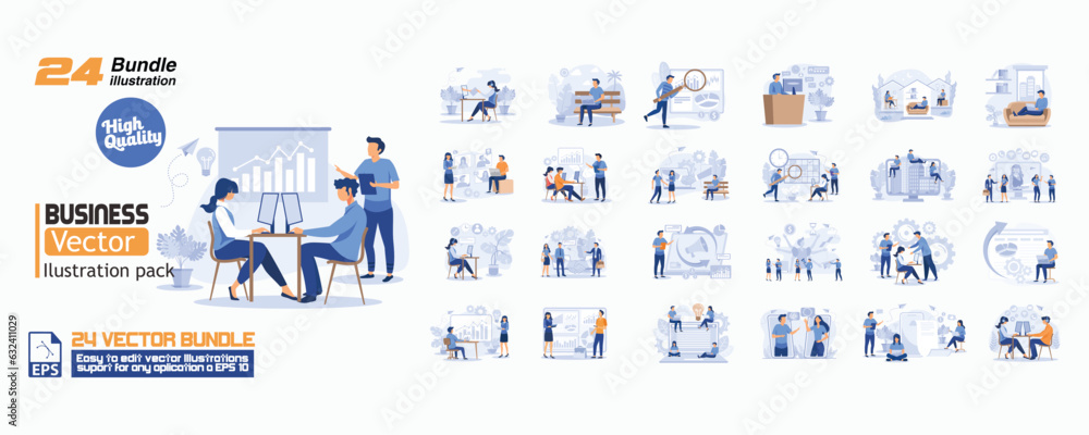 Business vector concept illustration, collection of male and female ...