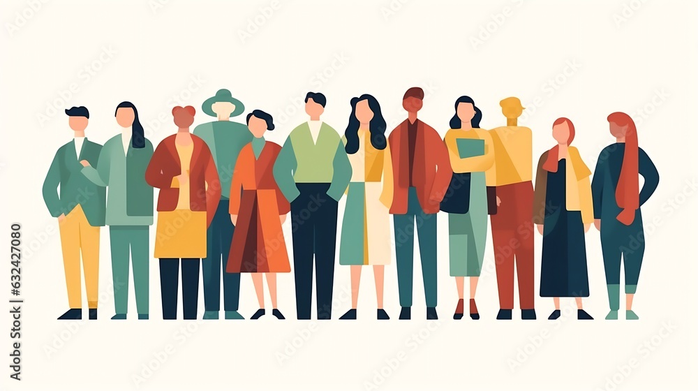 Generative AI : Group of diverse people. Friends or coworkers are ...
