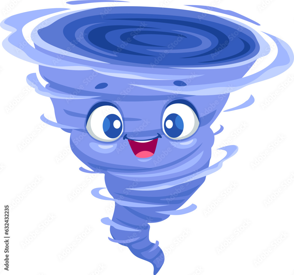 Cartoon cute tornado weather character. Isolated vector storm ...