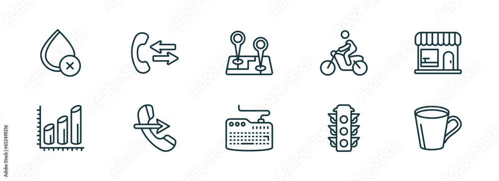 set of 10 linear icons from ultimate glyphicons concept. outline icons such as drop crossed ...