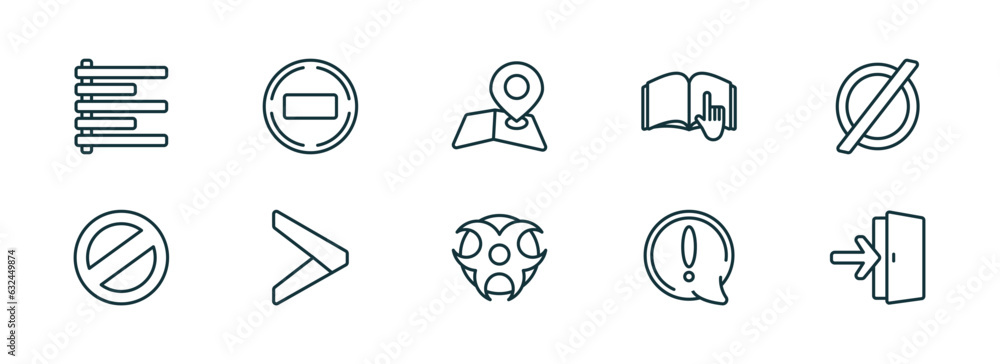 set of 10 linear icons from signs concept. outline icons such as align ...