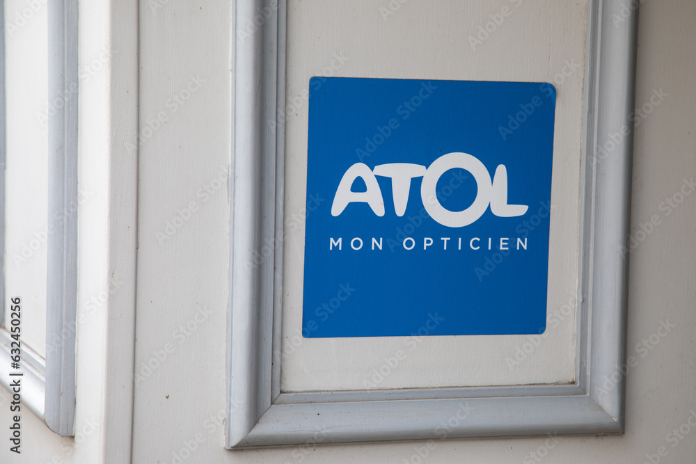 Atol Optic text logo and brand shop sign store french medic Optician ...