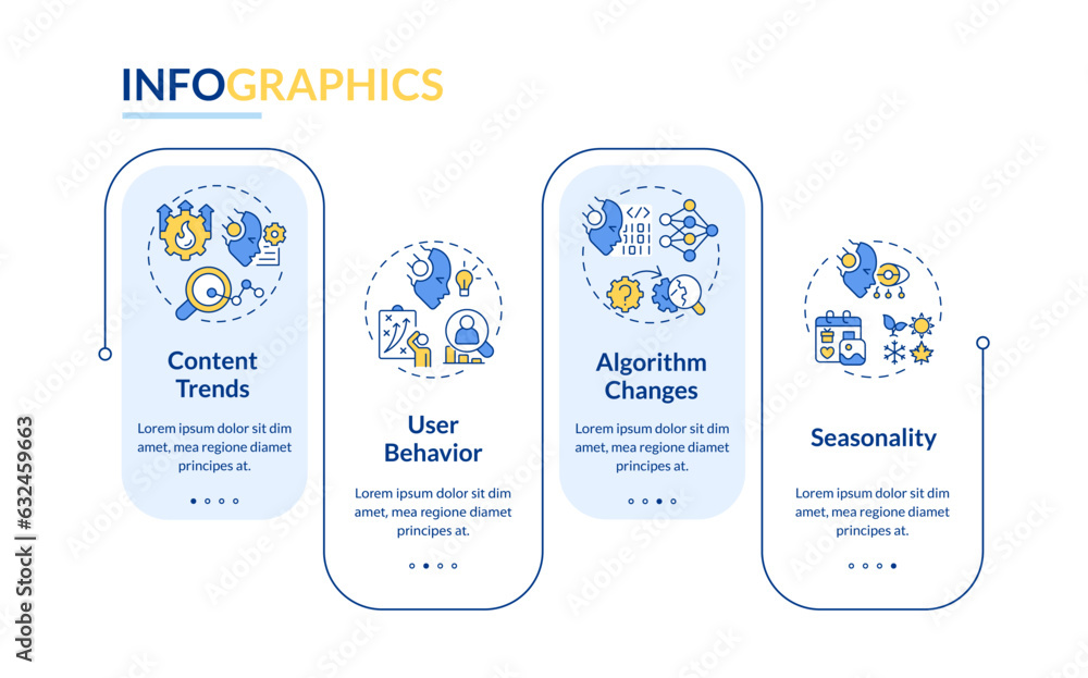 2D AI for SEO vector infographics template, data visualization with 4 steps, process timeline ...