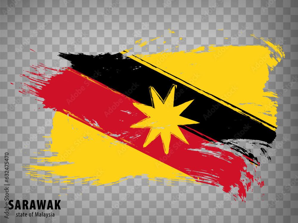 Flag Sarawak brush strokes. Flag Sarawak State on transparent ...