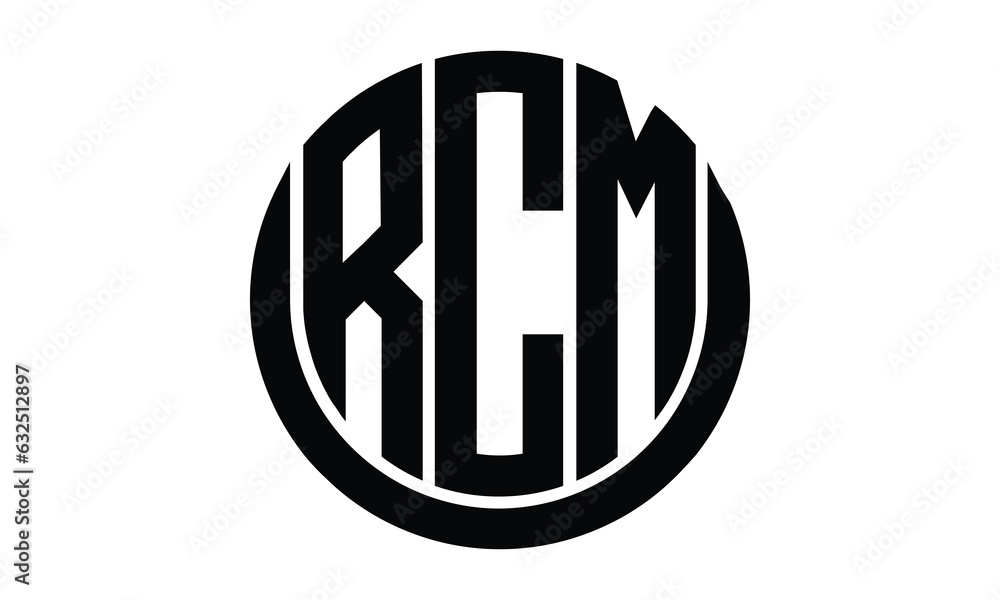 RCM shield in circle logo design vector template. lettermrk, wordmark ...