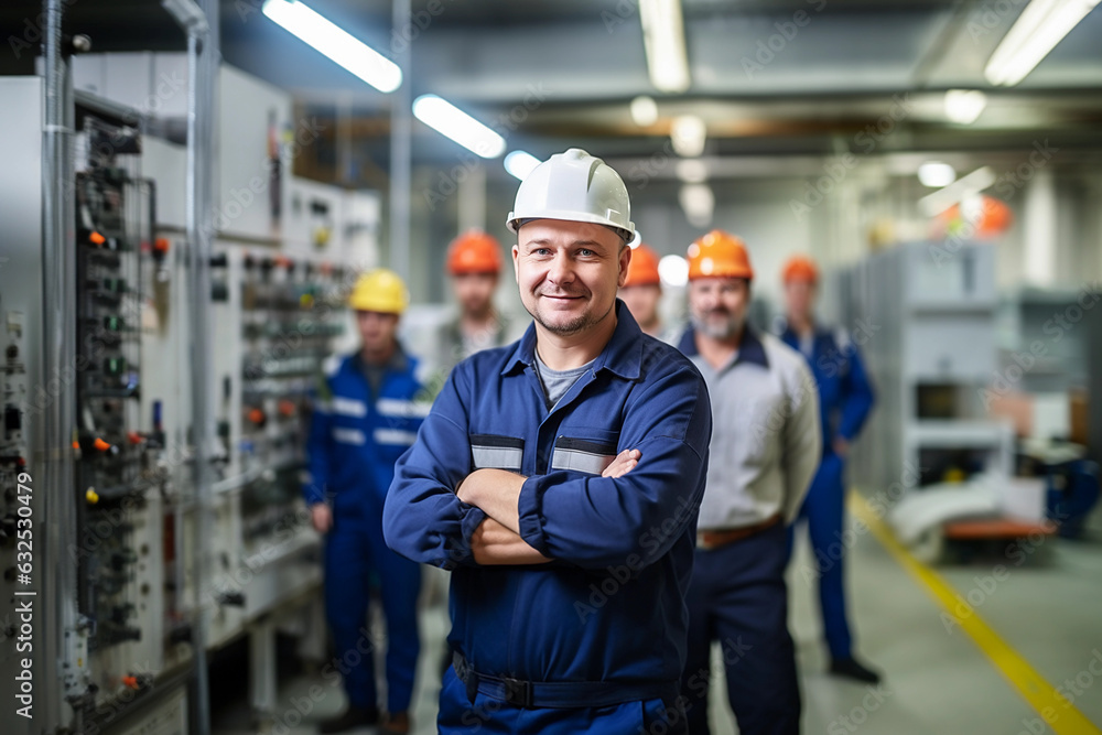 Portrait of Industry maintenance engineer man wearing uniform and ...
