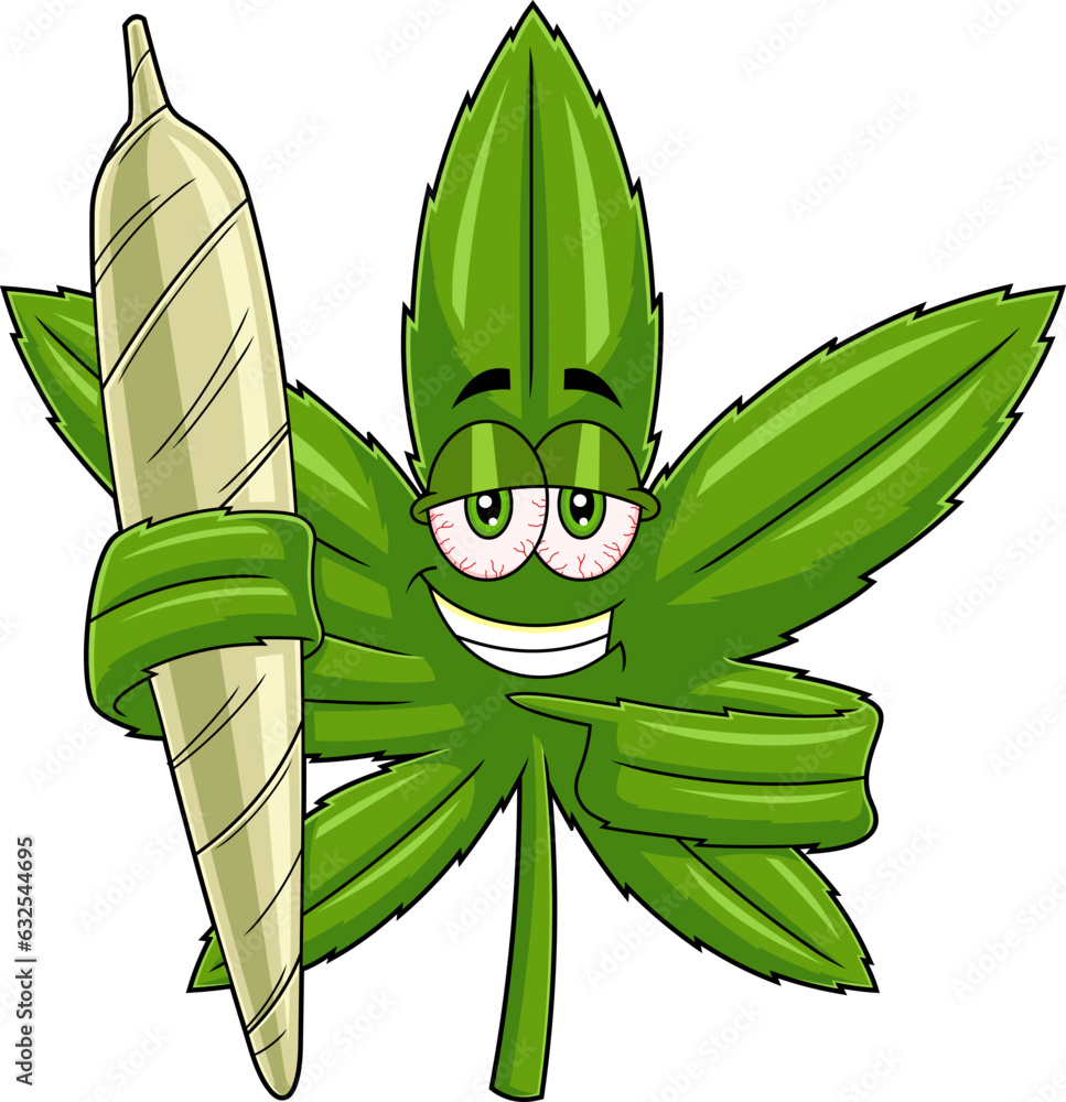 Marijuana Leaf Cartoon Character Showing The Best Joint. Vector Hand ...