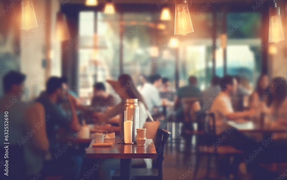 Generative AI : Abstract blur and defocused breakfast buffet at hotel ...